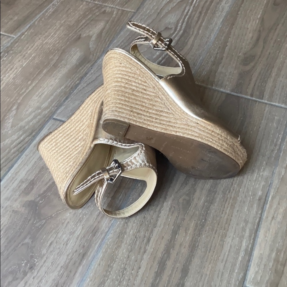 Marc Fisher Metallic Gold Espadrille Wedges - Gem